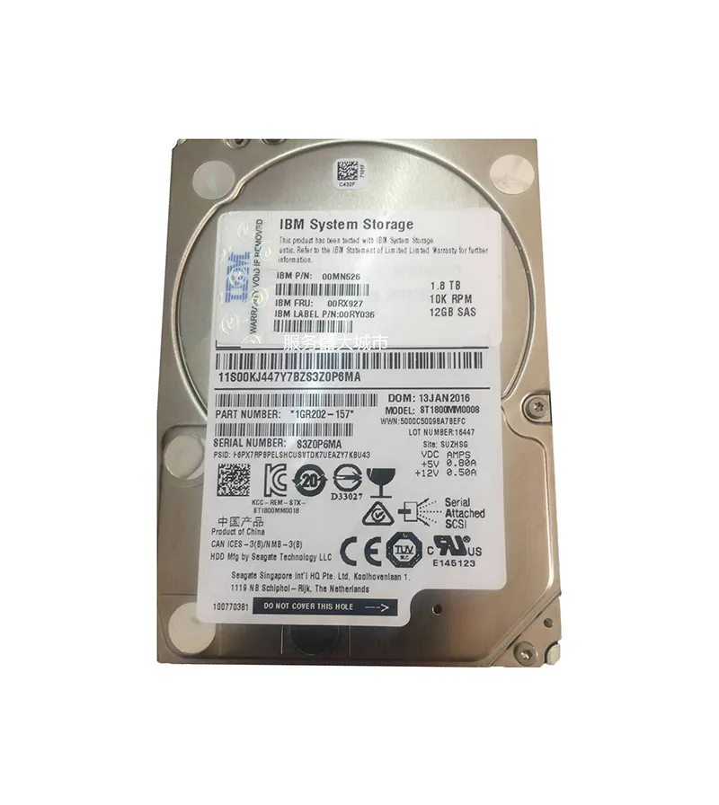 00MN526 - IBM 1.8TB 10000RPM SAS 12Gb/s 2.5-Inch Hard Drive for V3700