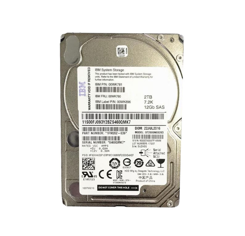00WK781 - IBM 2TB 7200RPM Near Line SAS 12Gb/s 128MB Cache 2.5-Inch ...