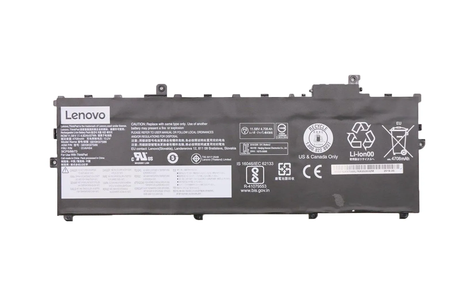 01AV494 - Lenovo 3-Cells 4920-mAh 11.58V 57Wh Lithium-Ion (Li-Ion ...