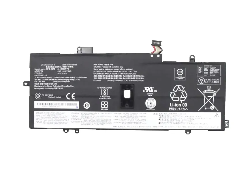 02DL005 - Lenovo 3230-mAh 49Wh 15.36V Lithium-Ion (Li-Ion) Battery for ...