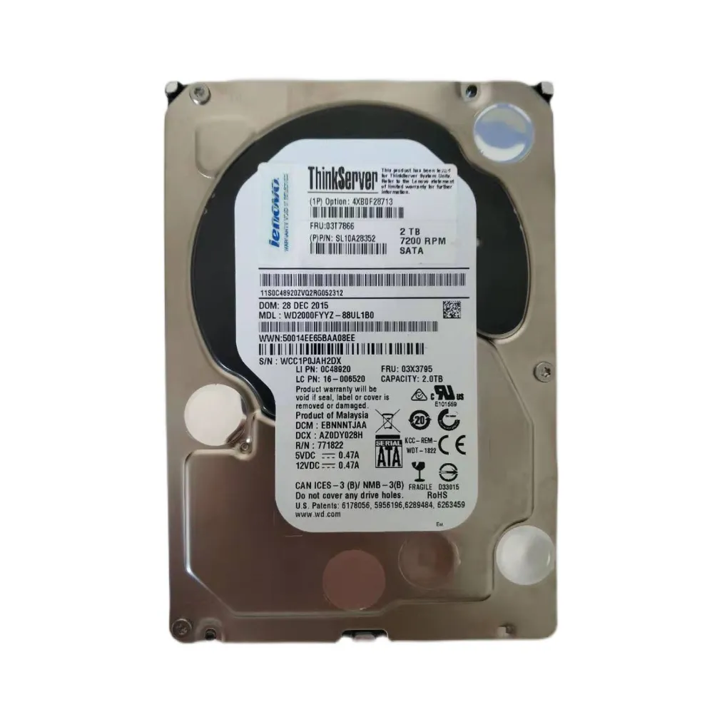 03T7866 - Lenovo 2TB 7200RPM SATA 6Gb/s Hot Swappable 128MB Cache 3.5 ...