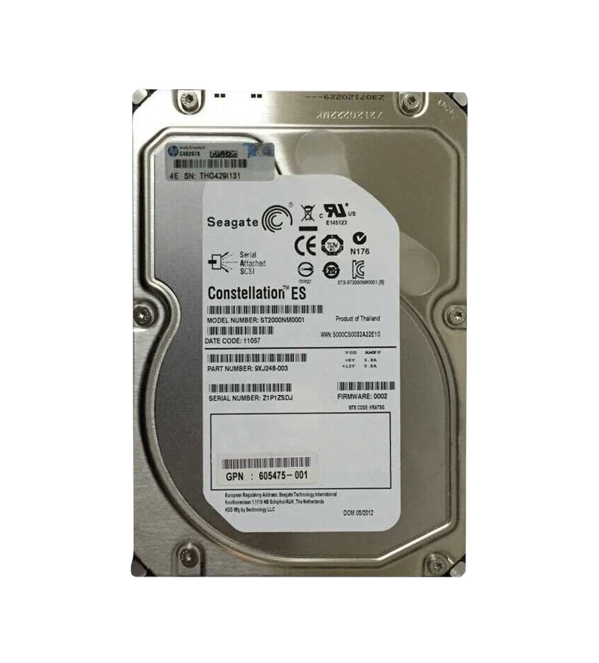 605475-001 - HP 2TB 7200RPM SAS 6GB/s Hot-Pluggable Dual Port MidLine 3 ...