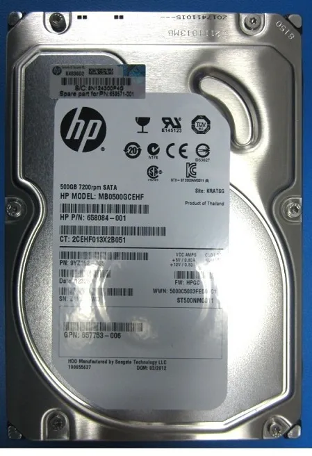 658083-001 - HP 500GB 7200RPM SATA 6Gb/s (512n) LFF Hot-Pluggable 3.5 ...