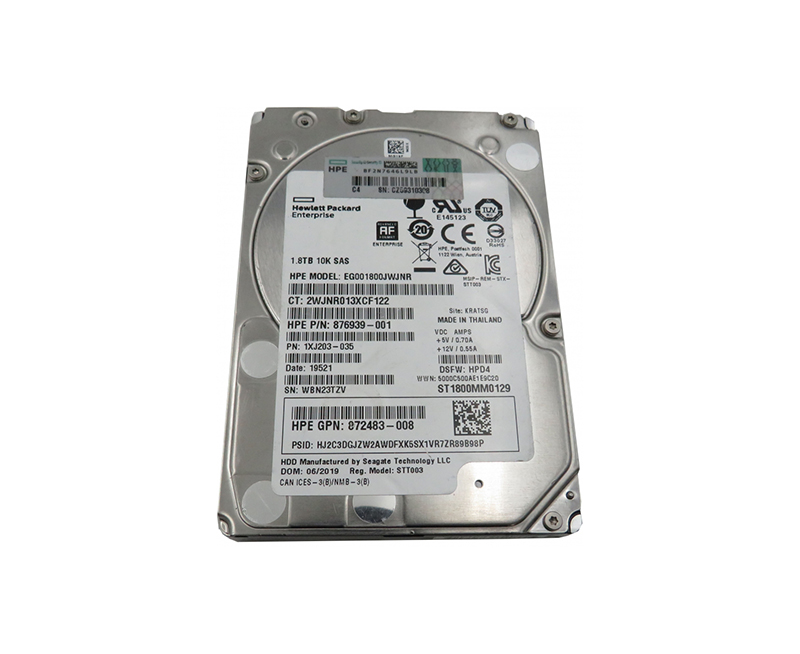 876939-001 - HP 1.8TB 10000RPM SAS 12Gb/s 512E Hot-Swappable 2.5-inch ...