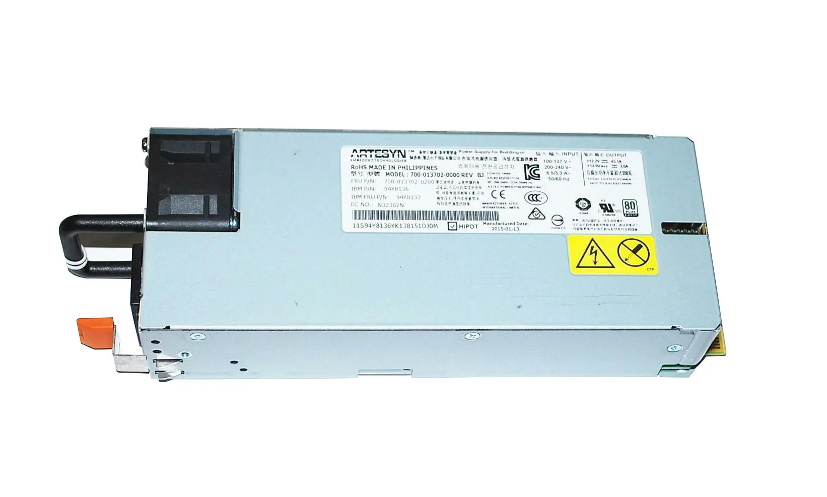 94Y8137 - IBM 550-Watts 80-Plus Platinum AC PSU for X3500