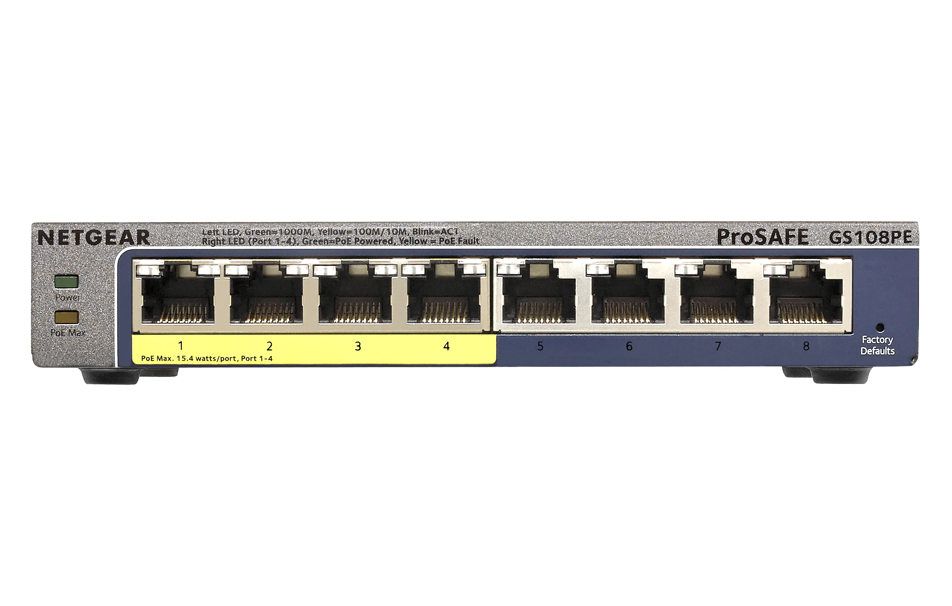 GS108PE-300EUS - Netgear Prosafe GS108P 4 x RJ-45 Ports PoE 10/100 ...