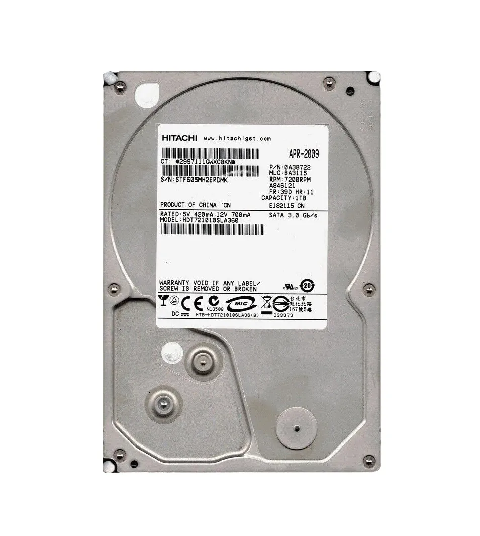 HDT721010SLA360 - Hitachi 1TB 7200RPM SATA 3Gb/s 3.5-in Hard Drive