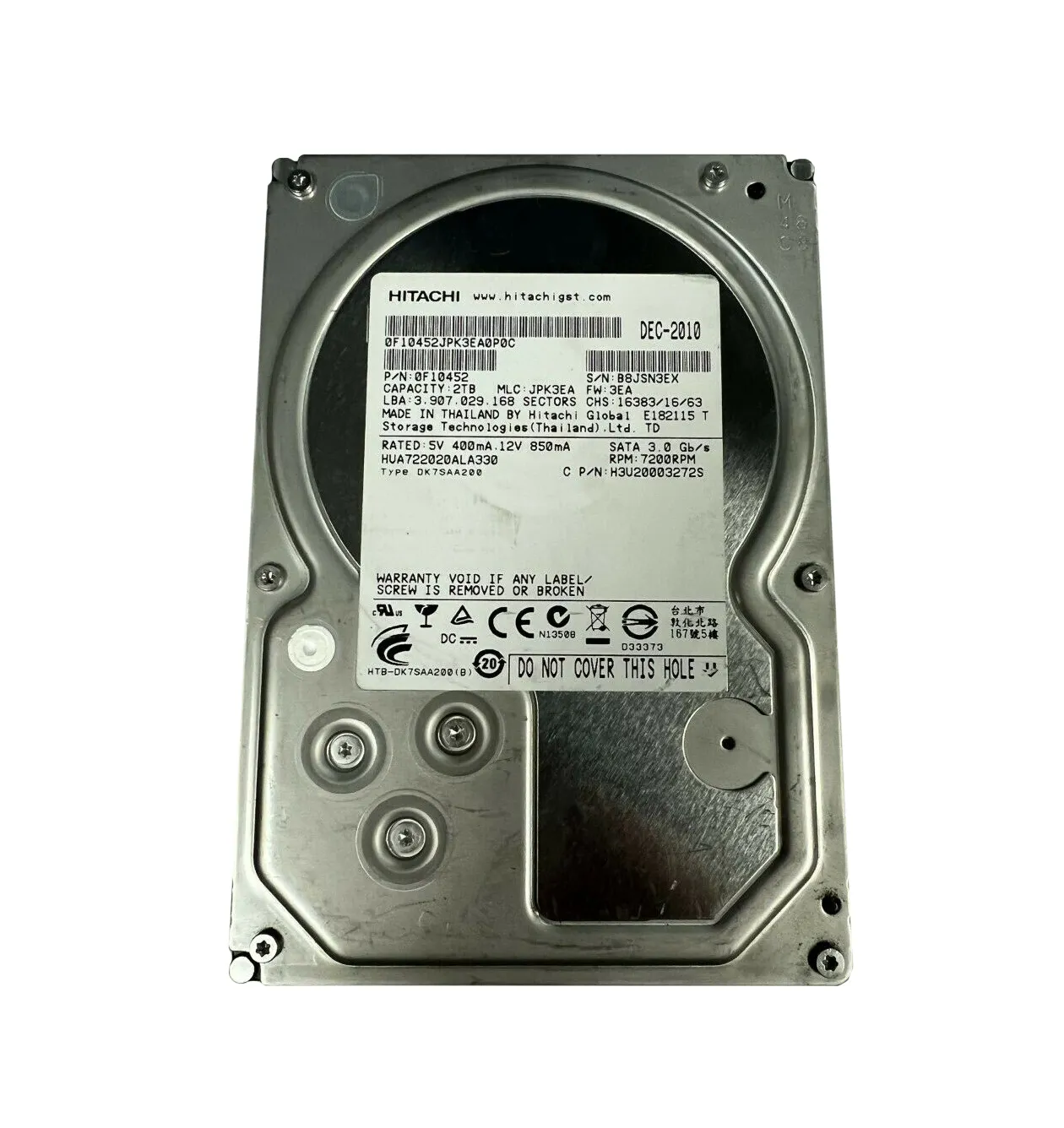 HUA722020ALA300 - Hitachi 2TB 7200RPM SATA 3Gb/s 32MB Cache 3.5-inch ...