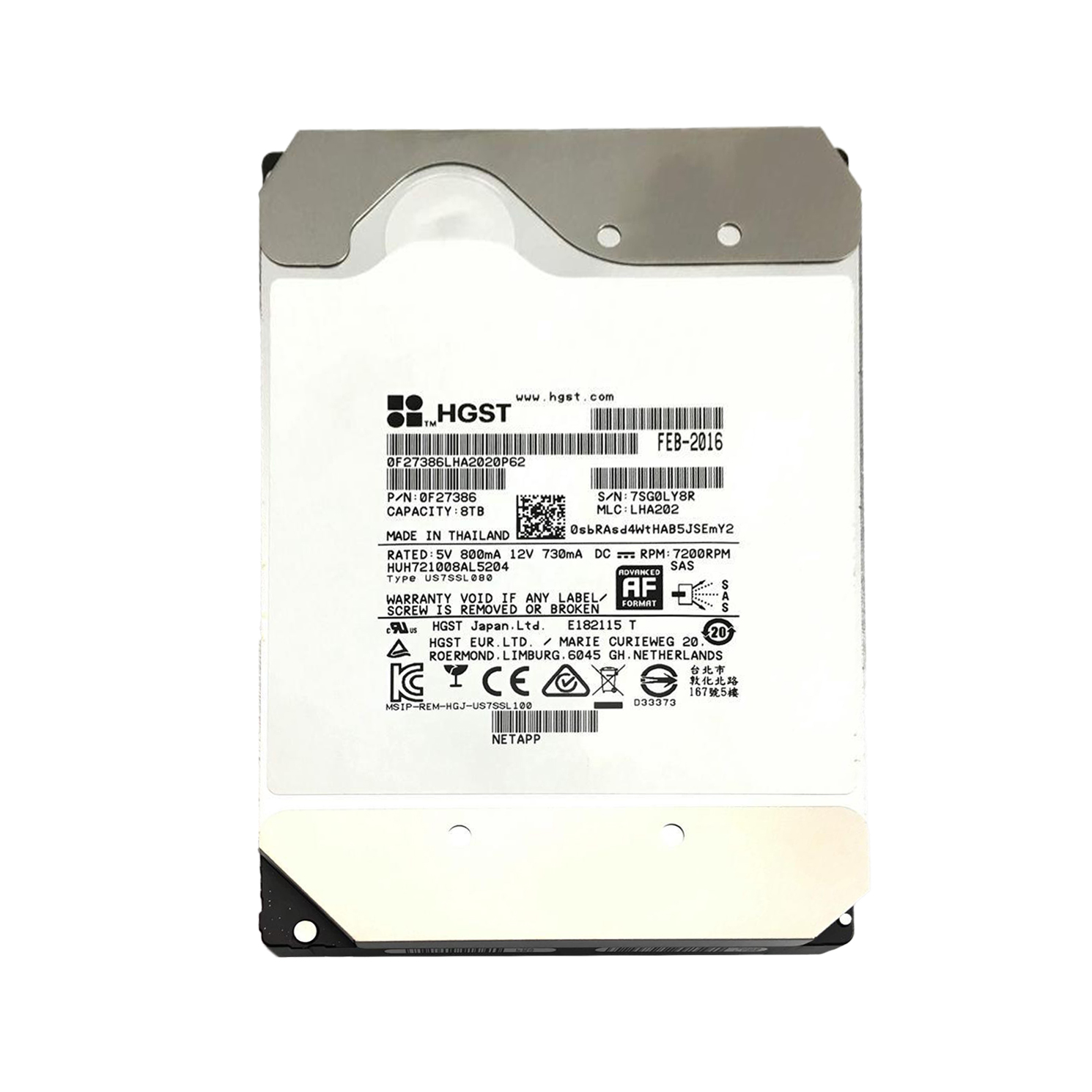 HUH721008AL5204 - HGST 8TB 7200RPM SAS 12Gb/s 3.5-inch Hard Drive