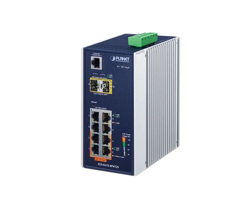IGS-4215-4P4T2S - Planet 4 x Ports PoE+ 10/100/1000Base-T + 4 x Ports ...