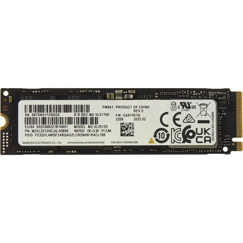 MZ-VL25120 - Samsung 512GB PCIe NVMe 4.0 x4 M.2 2280 Solid State Drive