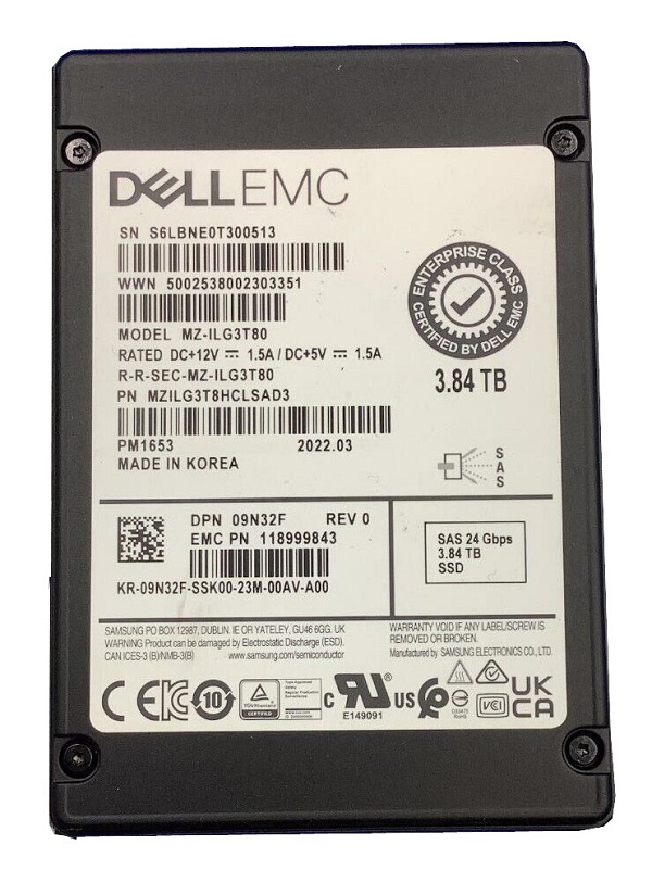 Samsung MZILG3T8HCLSAD3 3.84TB SAS 24Gb/s 2.5-Inch SSD