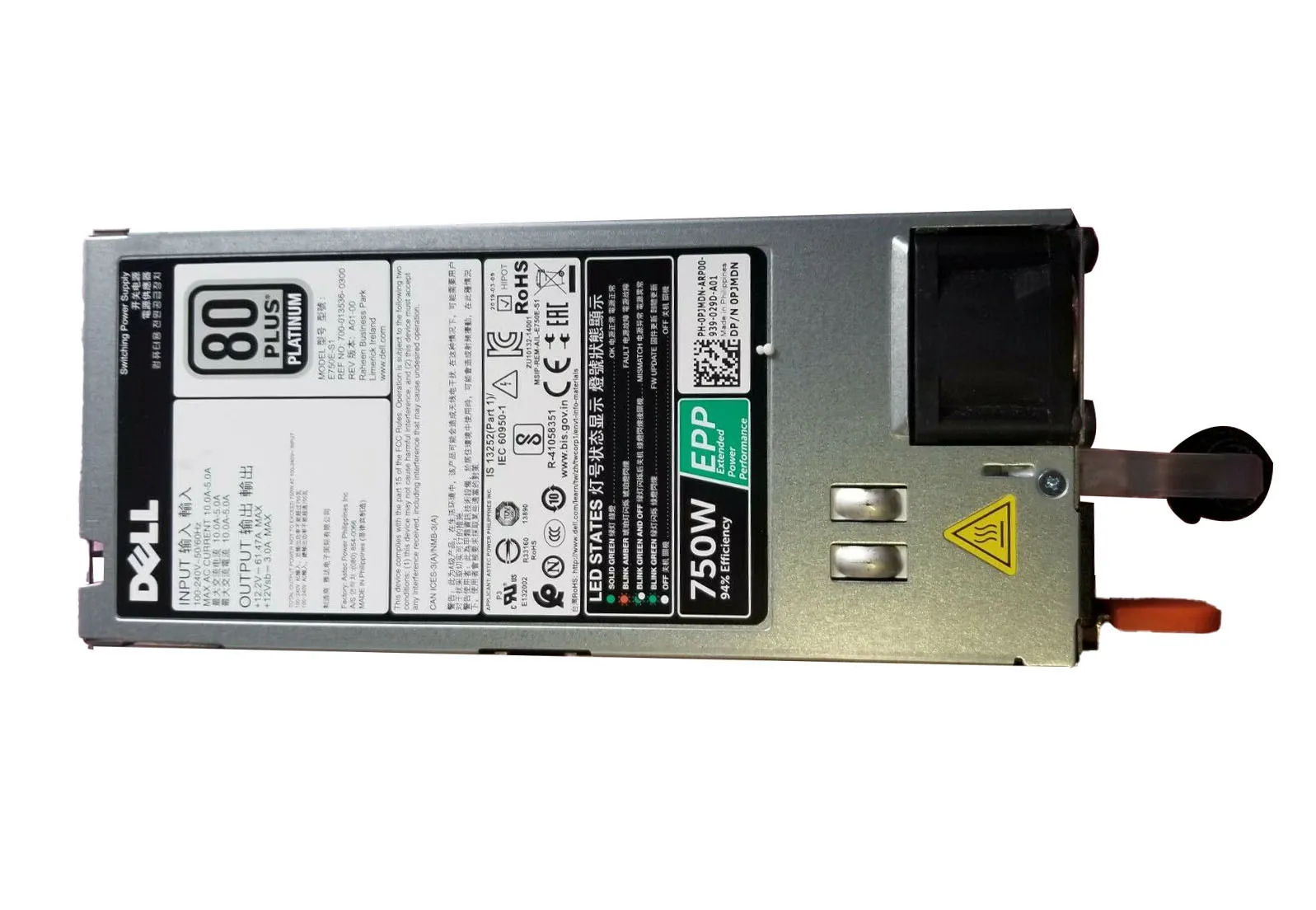 PJMDN - Dell 750-W EPP 80-Plus Platinum PSU for PowerEdge R730