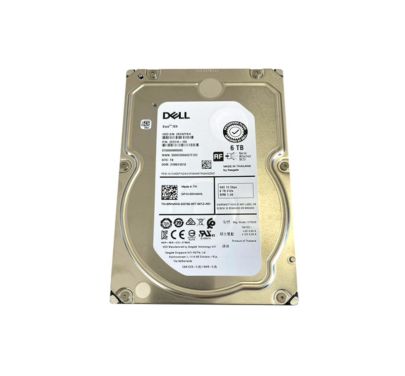 RHVWG - Dell 6TB 7200RPM SAS 12Gb/s Hot-Pluggable (512e) 3.5-Inch ...