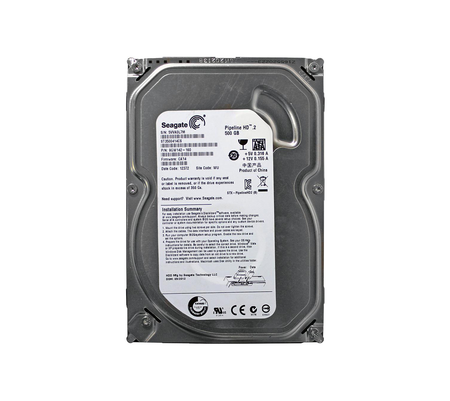 ST3500414CS - Seagate Pipeline HD.2 500GB 5900RPM SATA 3.0Gb/s 16MB ...