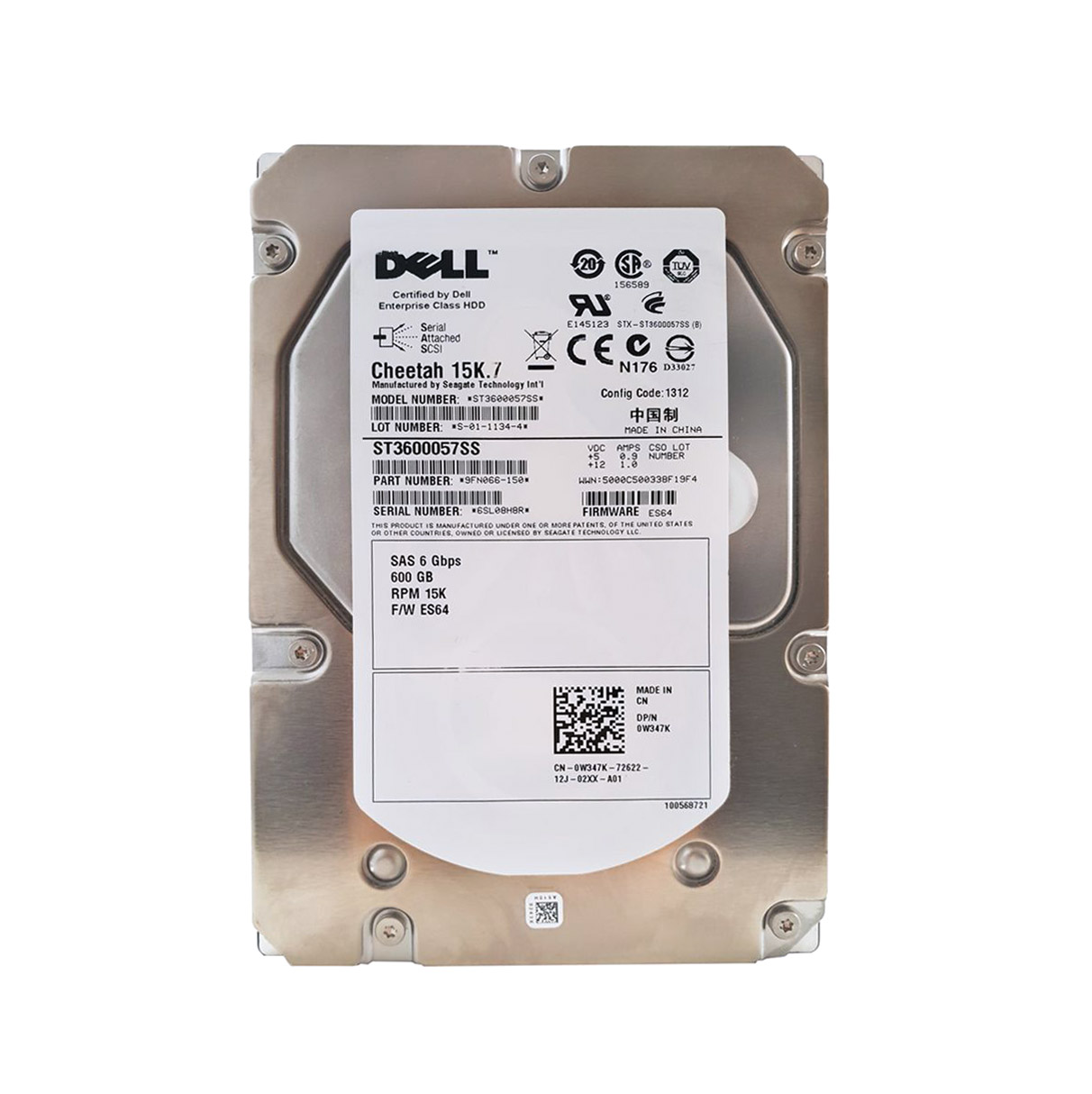 W347K - Dell 600GB 15000RPM SAS 6Gb/s 16MB Cache 3.5-inch Hard Drive