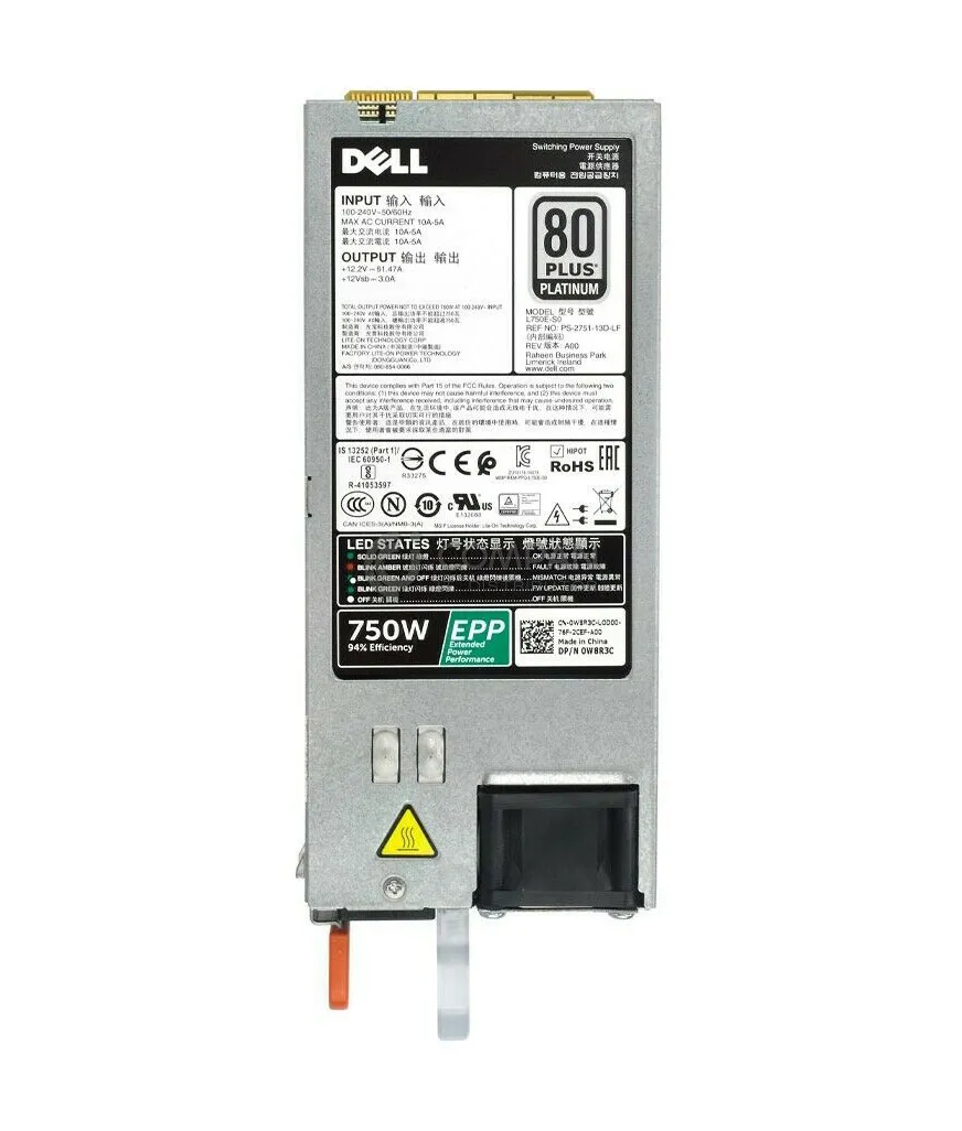 W8R3C - Dell 750-Watts Platinum Power Supply For PowerEdge T430