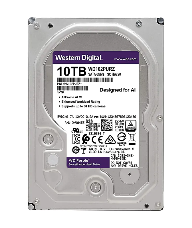 WD102PURZ - Western Digital 10TB 7200RPM SATA 6Gb/s 3.5-in Hard Drive