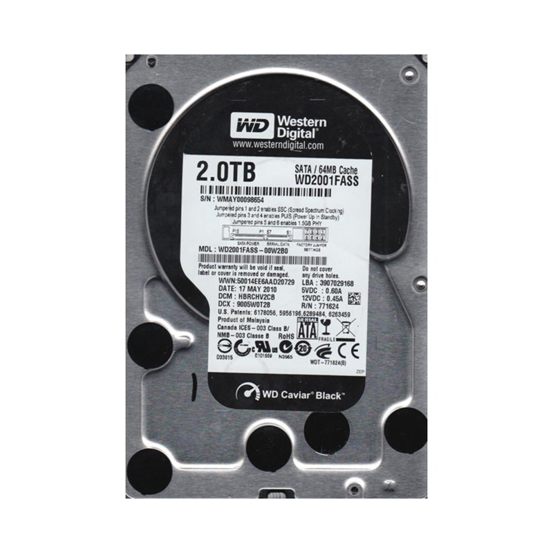 WD2001FASS-00W2B0 - Western Digital Caviar Black 2TB 7200RPM SATA 3Gb/s ...
