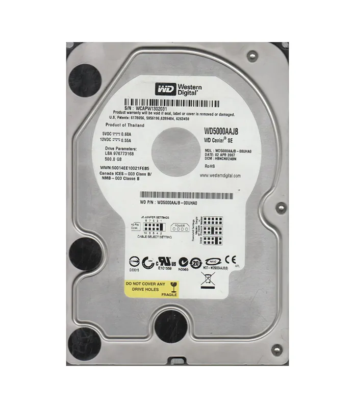 WD5000AAJB-00UHA0 - WD Caviar SE 500GB 7.2K EIDE (RoHS) 3.5" HDD