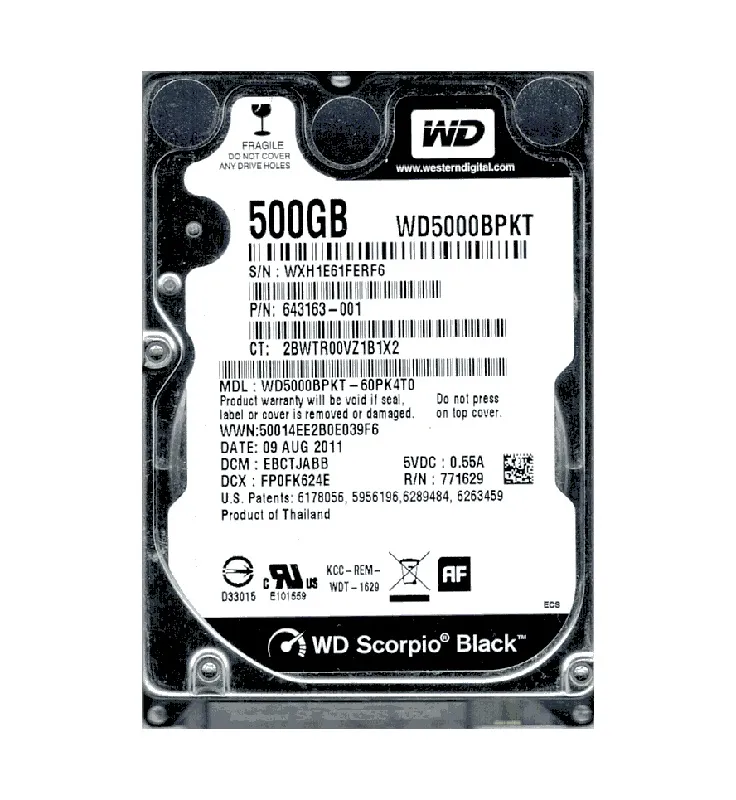 WD5000BPKT-60PK4T0 - Western Digital 500GB 7200RPM SATA 3Gb/s 2.5-inch Hard Drive