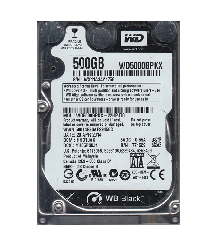 WD5000BPKX-22HPJT0 - Western Digital Black 500GB 7200RPM SATA 6Gb/s 16MB Cache (RoHS) 2.5-Inch ...