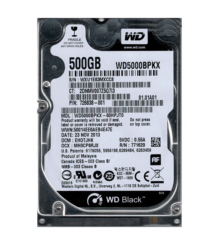 WD5000BPKX-60HPJT0 - Western Digital Black 500GB 7200RPM SATA 6Gb/s 16MB Cache (RoHS) 2.5-Inch ...