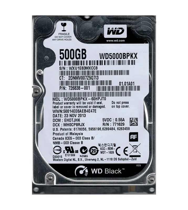 WD5000BPKX-60HPJT0 - Western Digital Black 500GB 7200RPM SATA 6Gb/s 16MB Cache (RoHS) 2.5-Inch ...