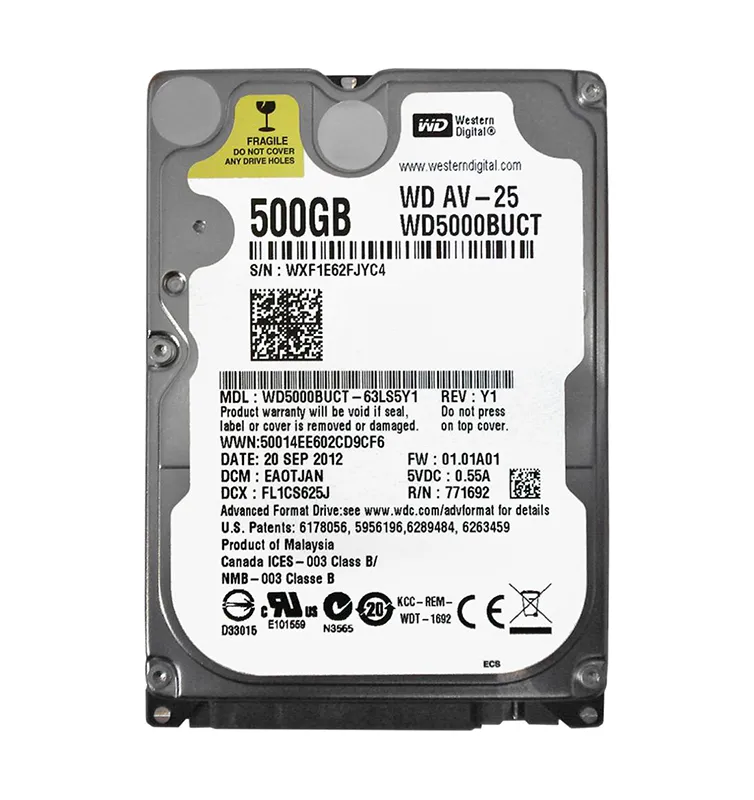 WD5000BUCT-63LS5Y1 - Western Digital AV-25 500GB 5400RPM SATA 3Gb/s 16MB Cache 2.5-inch Hard Drive
