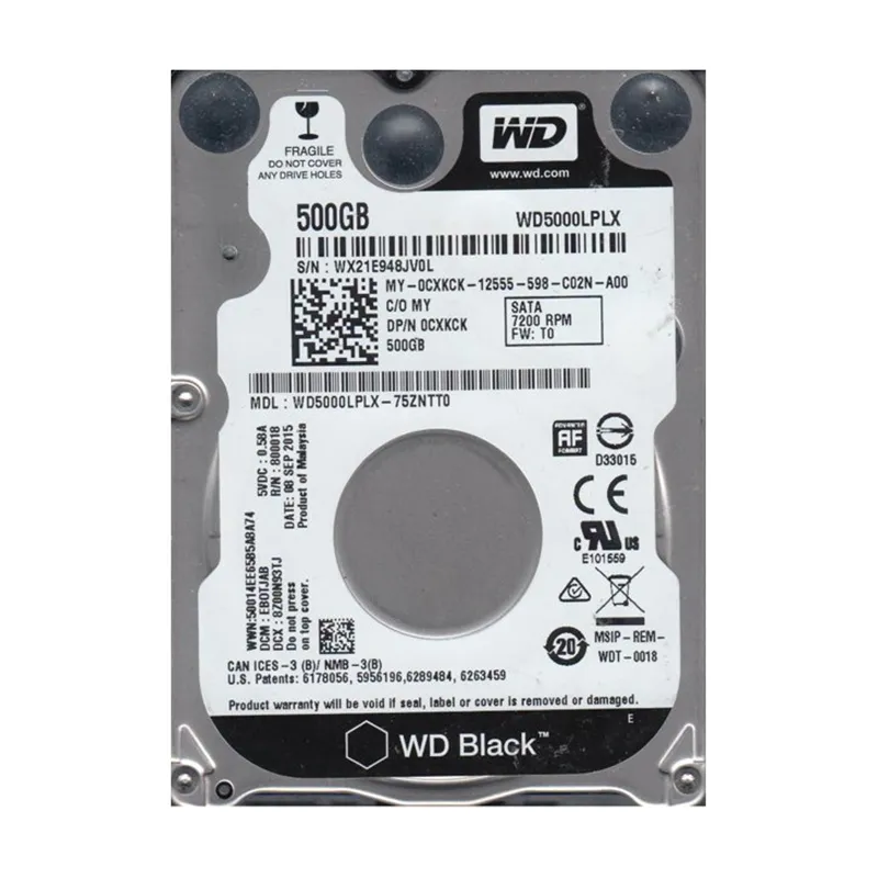 WD5000LPLX-75ZNTT0 - Western Digital Black 500GB 7200RPM SATA 6Gb/s 32MB Cache 2.5-Inch Hard Drive