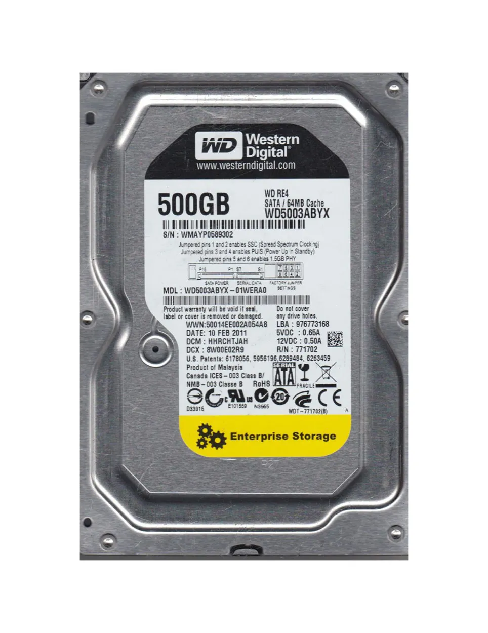 WD5003ABYX-01WERA0 - Western Digital RE4 500GB 7200RPM SATA 3Gb/s 64MB ...